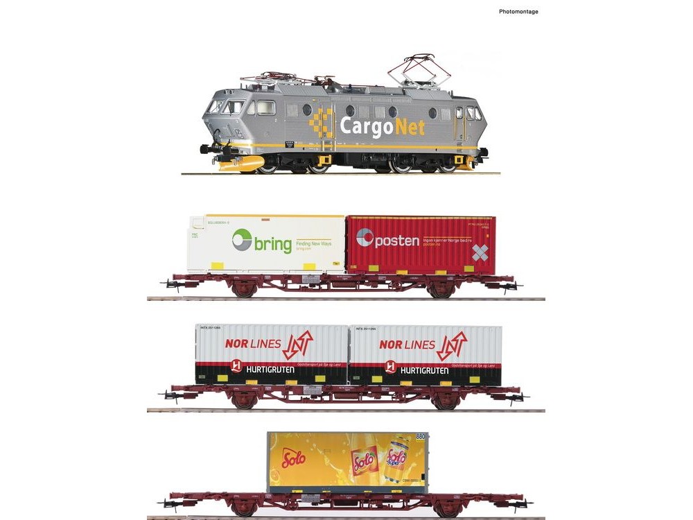 CargoNet El16 og 3 NMJ Topline Lgjs Containervogner, DCC m/ Lyd ...